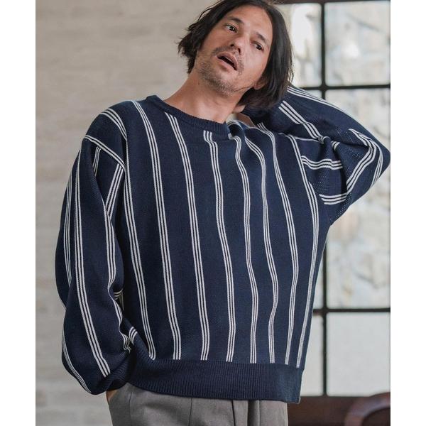 ZOZO問い合わせ番号:98504359ショップ:CAMBIO，カンビオブランド:CAMBIO，カンビオ商品名:mn3188-Stripe Jacquard Buttonless Knit Pullover ニット(A56525cmb)カテ...