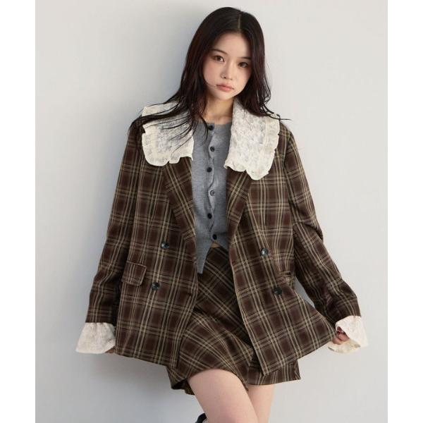 『タイムセール実施中』ZOZO問い合わせ番号:98504771ショップ:archives，アルシーヴブランド:archives，アルシーヴ商品名:【ＳＥＴＵＰ対応】３ｗａｙレースカラーチェックテーラードジャケットカテゴリ:ジャケット/アウタ...