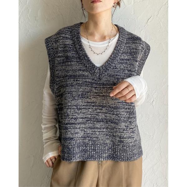『セール実施中』ZOZO問い合わせ番号:98504945ショップ:wears，ウェアーズブランド:She's Closet，シーズクローゼット商品名:ミドル丈深Vネックオーバーサイズミックスカラーニットベストカテゴリ:トップス>ベスト...