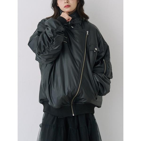 『タイムセール実施中』ZOZO問い合わせ番号:98505290ショップ:jouetie，ジュエティブランド:jouetie，ジュエティ商品名:フェイクレザーライダースMA-1ジャケットカテゴリ:ジャケット/アウター>MA-1ブランド品...