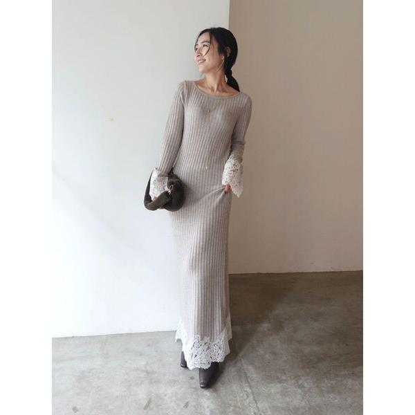 『タイムセール実施中』ZOZO問い合わせ番号:98505539ショップ:LAGUNAMOON，ラグナムーンブランド:LAGUNAMOON，ラグナムーン商品名:レースドッキングリブニットワンピースカテゴリ:ワンピース/ドレス>ワンピース...