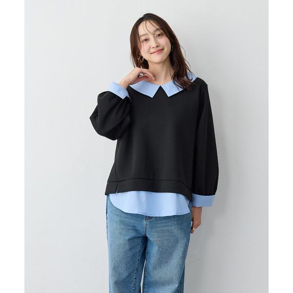 『タイムセール実施中』ZOZO問い合わせ番号:98505984ショップ:cross marche，クロスマルシェブランド:anyfee，エニフィー商品名:【anyfee/大きいサイズ】シャツレイヤード風スウェットトップスカテゴリ:トップス&...