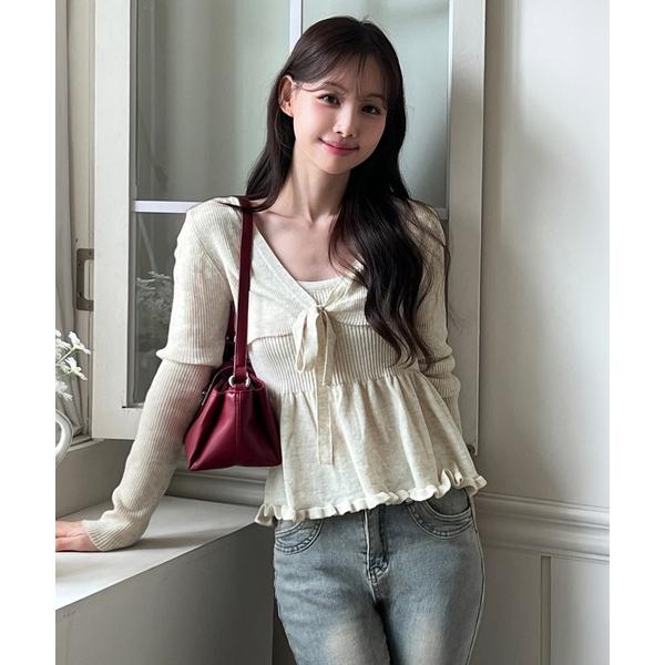 ZOZO問い合わせ番号:98506540ショップ:by muni:r，バイ ムニールブランド:by muni:r，バイ ムニール商品名:[お気に入り登録数9，500突破！]【2点SET・着用動画あり】ニットボレロ+スリーブレストップカテゴリ...