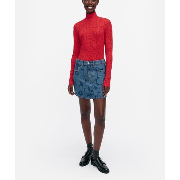 ZOZO問い合わせ番号:98507181ショップ:marimekko，マリメッコブランド:marimekko，マリメッコ商品名:【ノベルティ付】《Maridenim》 Ruudut Unikko / skirtカテゴリ:スカート>デニ...