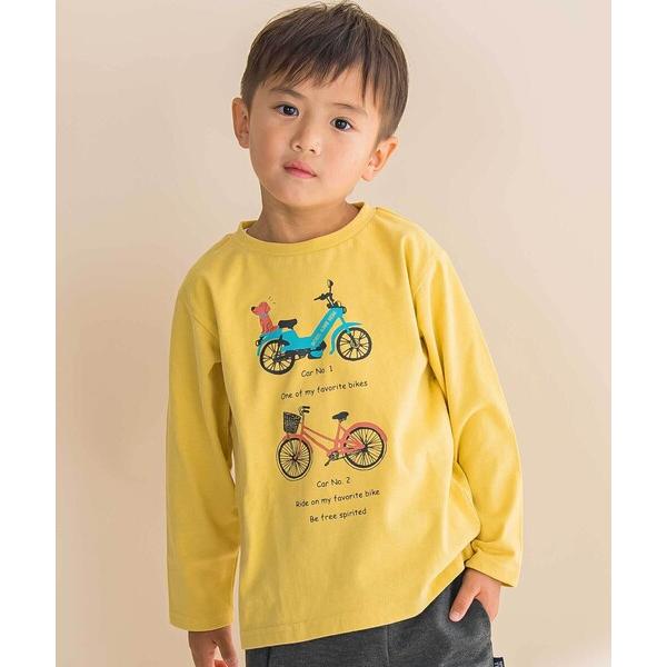 『タイムセール実施中』ZOZO問い合わせ番号:98538438ショップ:BEBE ONLINE STORE，ベベ オンラインストアブランド:Noeil aime BeBe，ノイユエイムベベ商品名:自転車プリント天竺ドロップショルダーＴシャツ...