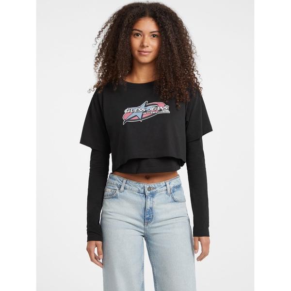 『セール実施中』ZOZO問い合わせ番号:98540340ショップ:GUESS，ゲスブランド:GUESS JEANS，ゲスジーンズ，Guess，ゲス商品名:GUESS JEANS Sl Crew Neck Boxy 2Fer Star Pri...