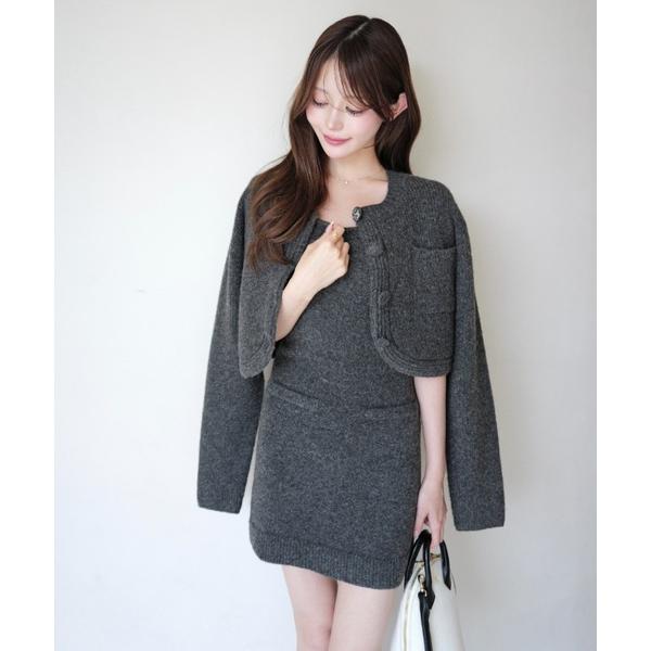 ZOZO問い合わせ番号:98540407ショップ:EIMY ISTOIRE，エイミーイストワールブランド:EIMY ISTOIRE，エイミーイストワール商品名:LOGO KNIT SET UPカテゴリ:ワンピース/ドレス>ワンピースブ...
