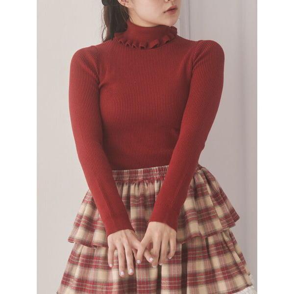 『セール実施中』ZOZO問い合わせ番号:98540452ショップ:merry jenny，メリージェニーブランド:merry jenny，メリージェニー商品名:frillリブタートルニットtopsカテゴリ:トップス>ニット/セーターブ...