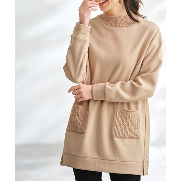 『タイムセール実施中』ZOZO問い合わせ番号:98540957ショップ:BELLUNA PLUS，ベルーナ プラスブランド:BELLUNA PLUS，ベルーナ商品名:裏起毛素材ニット切替チュニックカテゴリ:ワンピース/ドレス>チュニッ...