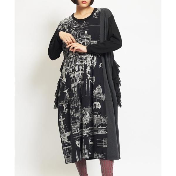 『セール実施中』ZOZO問い合わせ番号:98542012ショップ:gomme，ゴムブランド:gomme，ゴム商品名:中欧プリント天竺　サイドフリルワンピースカテゴリ:ワンピース/ドレス>ワンピースブランド品番:GMT55-124素材:...