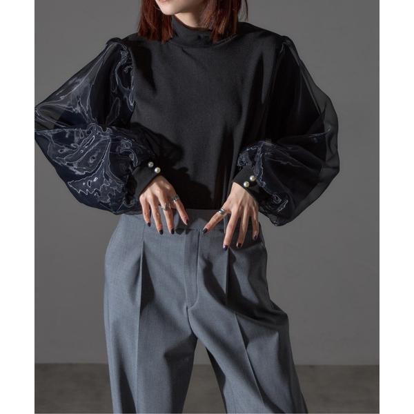 ZOZO問い合わせ番号:98542153ショップ:Bonjour Sagan，ボンジュールサガンブランド:each，イーチ，Bonjour Sagan，ボンジュールサガン商品名:袖口パールボタンモックネックボリュームスリーブプルオーバーカテ...