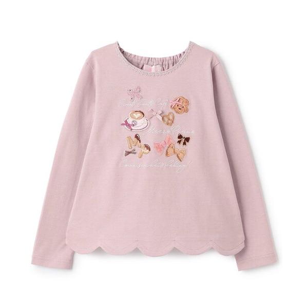 『セール実施中』ZOZO問い合わせ番号:98573802ショップ:NARUMIYA ONLINE，ナルミヤ オンラインブランド:mezzo piano，メゾピアノ商品名:カフェアップリケ刺しゅう　裾スカラップ長袖Tシャツカテゴリ:トップス&...