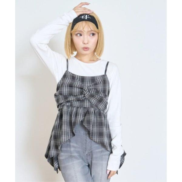 『セール実施中』ZOZO問い合わせ番号:98573834ショップ:NARUMIYA ONLINE，ナルミヤ オンラインブランド:LOVETOXIC，ラブトキシック商品名:インナーツキイレヘムチェックキャミソールカテゴリ:トップス>Tシ...