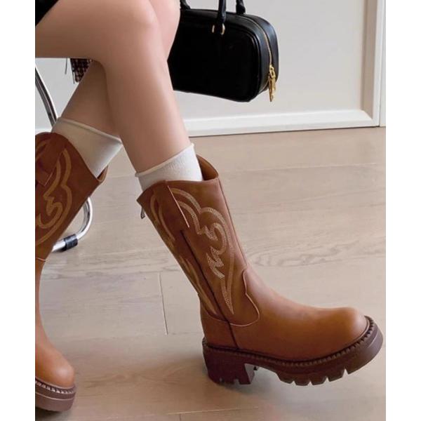 『タイムセール実施中』ZOZO問い合わせ番号:98575004ショップ:Ada.，エイダブランド:SHEPP，シープ商品名:刺繍デザイン 入りウエスタンブーツカテゴリ:シューズ>ブーツブランド品番:SP5628素材:【甲材】合成皮革，...