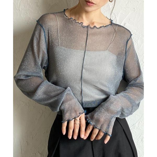 『セール実施中』ZOZO問い合わせ番号:98575545ショップ:wears，ウェアーズブランド:She's Closet，シーズクローゼット商品名:配色バイカラー長袖シースルーラメシアートップスカテゴリ:トップス>Tシャツ/カットソ...