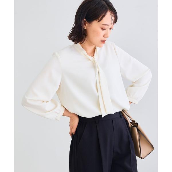 ZOZO問い合わせ番号:98576185ショップ:cross marche，クロスマルシェブランド:CROSS FUNCTION，クロスファンクション商品名:《シワになりにくい》シルキーサテンパールボウタイブラウス【CROSS FUNCTI...
