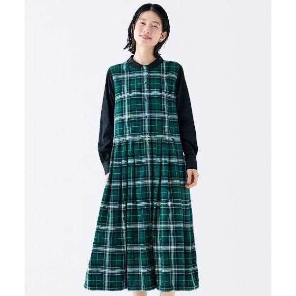 ZOZO問い合わせ番号:98577689ショップ:FELISSIMO，フェリシモブランド:Sunny clouds，サニークラウズ商品名:サニークラウズ　ｆｅａｔ．　ｂｏｎｐｏｎ　ｐｏｎさんの常緑チェックワンピース〈レディース〉カテゴリ:ワ...