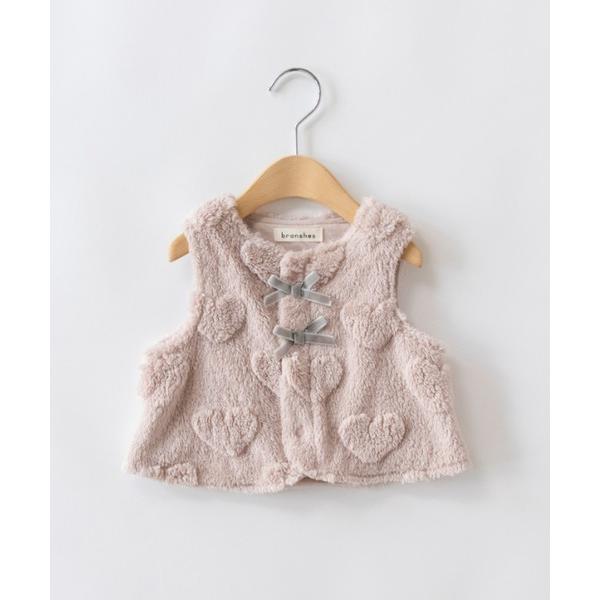 ZOZO問い合わせ番号:98579080ショップ:branshes，ブランシェスブランド:branshes，ブランシェス商品名:【ベビー】ハート総柄ボアベストカテゴリ:トップス>ベストブランド品番:02-5402-011素材:表地:ポ...