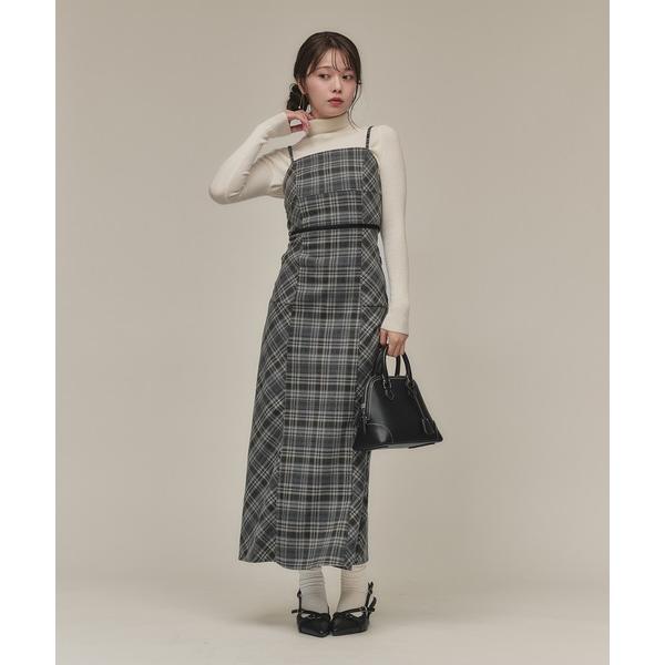 『タイムセール実施中』ZOZO問い合わせ番号:98579815ショップ:mideal，マイディールブランド:fupel，フぺル商品名:Multi-way velour ribbon check cami onepiece / マルチウェイチ...