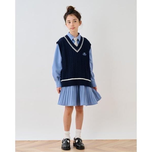 『セール実施中』ZOZO問い合わせ番号:98610633ショップ:NARUMIYA ONLINE，ナルミヤ オンラインブランド:pom ponette junior，ポンポネットジュニア商品名:【セットアイテム】プリーツシャツワンピ＋ニット...