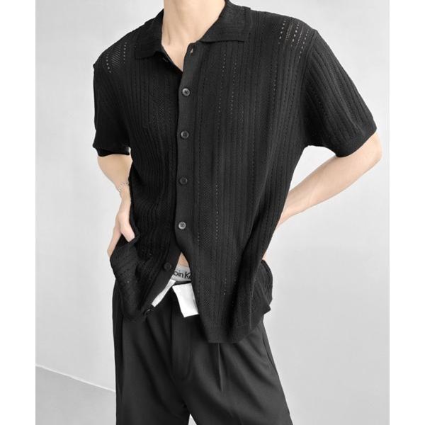 『セール実施中』ZOZO問い合わせ番号:98643400ショップ:VIBGYOR，ヴィブジョーブランド:NOWLE，ノウル商品名:【NOWLE】透かし編み サマーメッシュ ニット シャツカテゴリ:トップス>シャツ/ブラウスブランド品番...