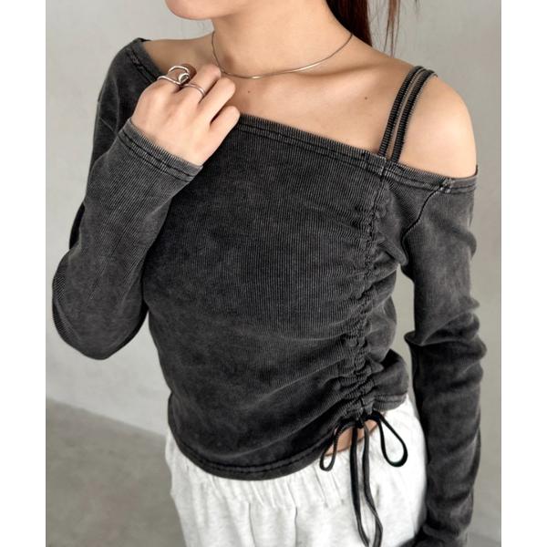 『セール実施中』ZOZO問い合わせ番号:98644526ショップ:Outfitter lab，アウトフィッターラボブランド:Bamm，バム商品名:シャーリングピグメントワンショルトップスカテゴリ:トップス>Tシャツ/カットソーブランド...