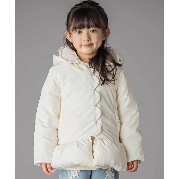 『タイムセール実施中』ZOZO問い合わせ番号:98675184ショップ:BEBE ONLINE STORE，ベベ オンラインストアブランド:BeBe Petits Pois Vert，ベベプチポワヴェール商品名:フリル襟スカラップタフタダウ...