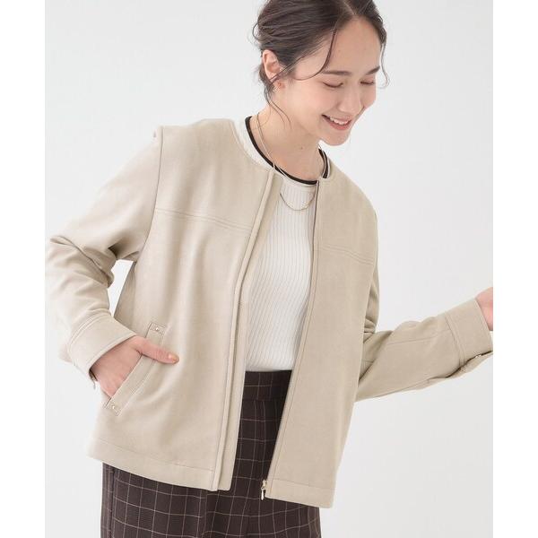 『タイムセール実施中』ZOZO問い合わせ番号:98676303ショップ:SHOO・LA・RUE，シューラルーブランド:DRESKIP，ドレスキップ商品名:【S-LL】上品さを纏う やわらか フェイクスエードブルゾンカテゴリ:ジャケット/アウ...