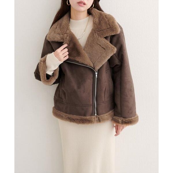 『セール実施中』ZOZO問い合わせ番号:98677330ショップ:natural couture，ナチュラルクチュールブランド:natural couture，ナチュラルクチュール商品名:フェイクファームートンブルゾンカテゴリ:ジャケット/...