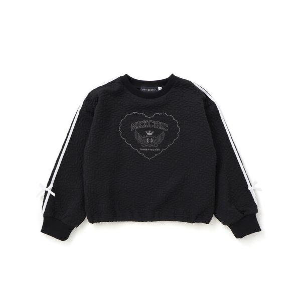 『タイムセール実施中』ZOZO問い合わせ番号:98710083ショップ:BEBE ONLINE STORE，ベベ オンラインストアブランド:nexchic，ネクシック商品名:【お揃い】ハート刺しゅう袖リボンキルトトレーナー(110~150c...