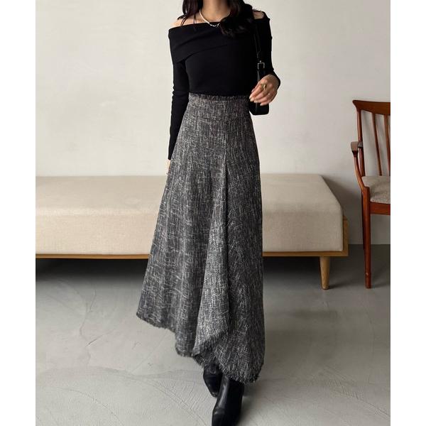 『タイムセール実施中』ZOZO問い合わせ番号:98711168ショップ:JUNOAH，ジュノアブランド:JUNOAH，ジュノア商品名:ハイウエストツイードフリンジフレアスカートカテゴリ:スカート>スカートブランド品番:frga033-...