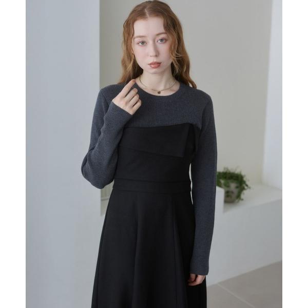 『タイムセール実施中』ZOZO問い合わせ番号:98713282ショップ:Bab，バブブランド:Bab，バブ商品名:【S・M・Lサイズ展開】【選べるネック】レイヤード風ドッキングニットワンピカテゴリ:ワンピース/ドレス>ワンピースブラン...