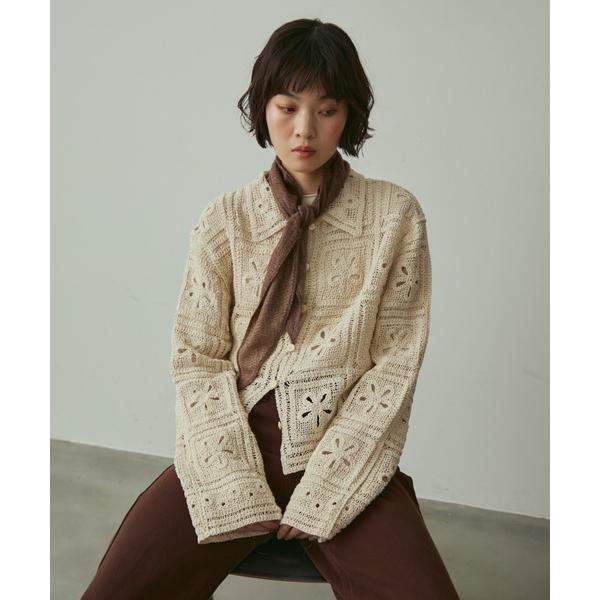 『タイムセール実施中』ZOZO問い合わせ番号:98713696ショップ:Auntie Rosa，アンティローザブランド:full/fill.，フルフィル商品名:flower crochet shirt / フラワークロシェシャツカテゴリ:ト...