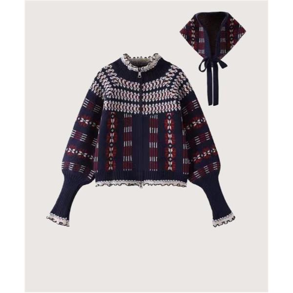 ZOZO問い合わせ番号:98714431ショップ:P L U M STORE，プラム ストアブランド:LA POMME petit，ラポミ・プチ商品名:Jacquard Cardigan With Shawlカテゴリ:トップス>カーデ...