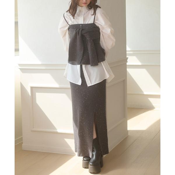 『タイムセール実施中』ZOZO問い合わせ番号:98745695ショップ:Ambre Neige，アンブルネージュブランド:Ambre Neige，アンブルネージュ商品名:sequins slit knit skirt / スパンコールスリッ...