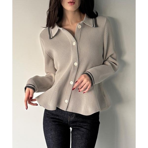 『タイムセール実施中』ZOZO問い合わせ番号:98746464ショップ:JUNOAH，ジュノアブランド:JUNOAH，ジュノア商品名:ポロ襟ライン入りペプラムデザインニットカテゴリ:トップス>ニット/セーターブランド品番:fram02...