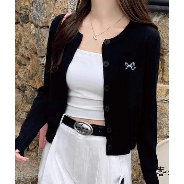 『タイムセール実施中』ZOZO問い合わせ番号:98746742ショップ:Ada.，エイダブランド:ADDITION STORE，アディションストア，VQ，ブイキュー商品名:＼柔らか肌触り♪／リボン刺繍 ショート丈 カーデ/ニットカーデカテゴ...