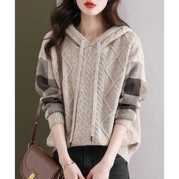 『タイムセール実施中』ZOZO問い合わせ番号:98747043ショップ:Bonjour Sagan，ボンジュールサガンブランド:ONEP STAR，ワンピスター，Bonjour Sagan，ボンジュールサガン商品名:ケーブル編み×ボーダー袖...