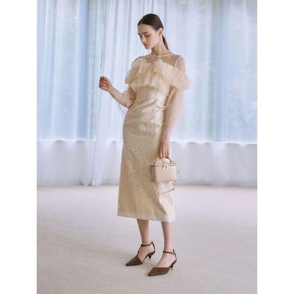 『セール実施中』ZOZO問い合わせ番号:98747387ショップ:LAGUNAMOON，ラグナムーンブランド:LAGUNAMOON，ラグナムーン商品名:LADYボリュームチュールジャガードドレスカテゴリ:ワンピース/ドレス>ドレスブラ...