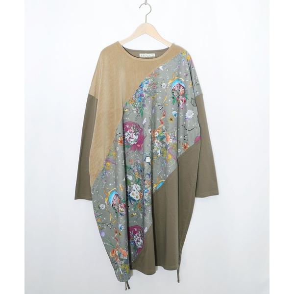『セール実施中』ZOZO問い合わせ番号:98747440ショップ:ScoLar，スカラーブランド:iS ScoLar，イズスカラー商品名:553238：ネコと花の天の川柄 ドロストワンピースカテゴリ:ワンピース/ドレス>ワンピースブラ...