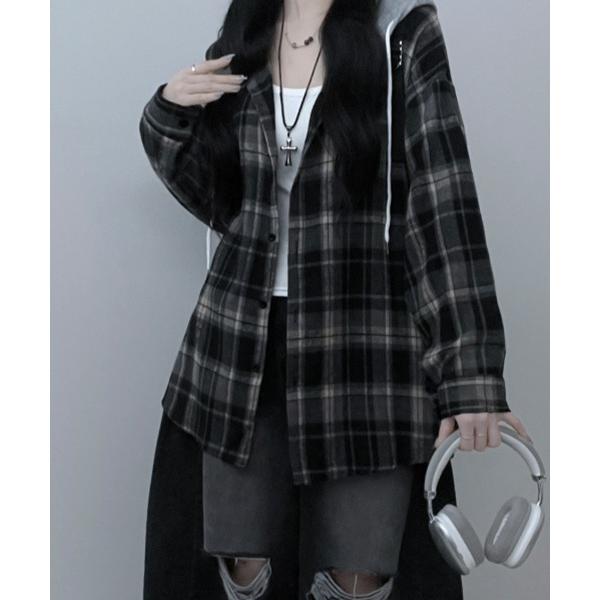 『タイムセール実施中』ZOZO問い合わせ番号:98747528ショップ:Ada.，エイダブランド:VIVID LADY，ビビッドレディー商品名:フード付きオーバーサイズチェックシャツカテゴリ:トップス>シャツ/ブラウスブランド品番:c...