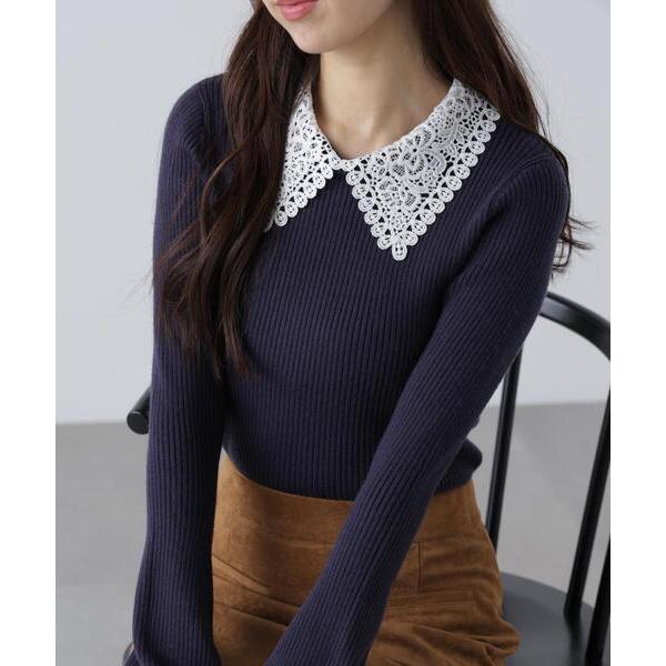ZOZO問い合わせ番号:98748098ショップ:FREE'S MART，フリーズマートブランド:FREE'S MART，フリーズマート商品名:◇〈ＭＦＭ〉レース襟取り外し可能レース襟リブニットカテゴリ:トップス>ニット/セーターブラ...