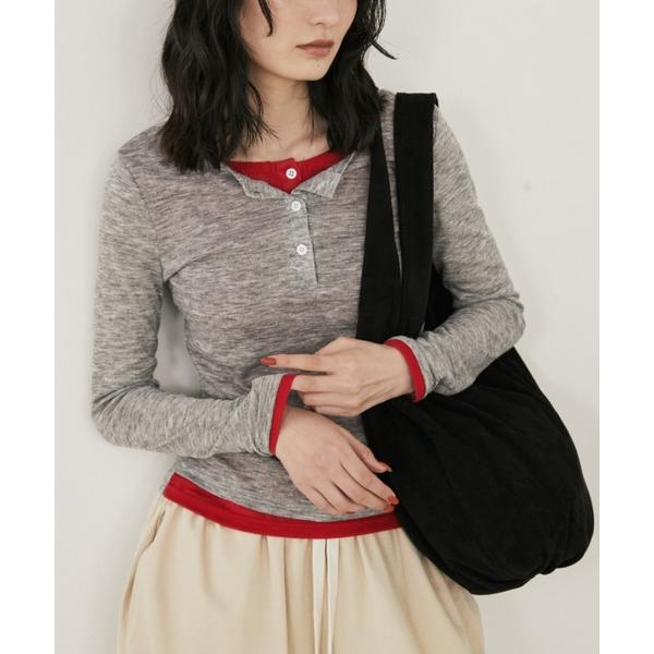 『セール実施中』ZOZO問い合わせ番号:98748205ショップ:Auntie Rosa，アンティローザブランド:MERLOT，メルロー商品名:フェイクレイヤードシアーヘンリーネックロンTカテゴリ:トップス>Tシャツ/カットソーブラン...