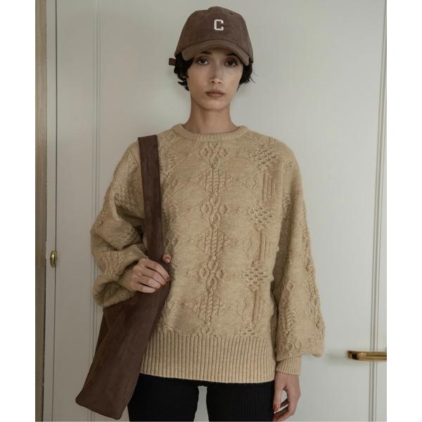 『セール実施中』ZOZO問い合わせ番号:98748709ショップ:eim，エイムブランド:lawgy，ラウジー，eim，エイム商品名:pattern rhombus volume sleeve knit / パターンロンバスボリュームスリー...