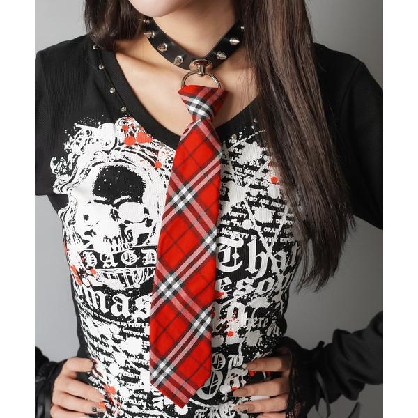 『セール実施中』ZOZO問い合わせ番号:98749242ショップ:SPINNS，スピンズブランド:SPINNS，スピンズ商品名:チェック柄ネクタイ付き合皮チョーカー/スタッズ/ロマンスパンクカテゴリ:フォーマルスーツ/小物>ネクタイブ...