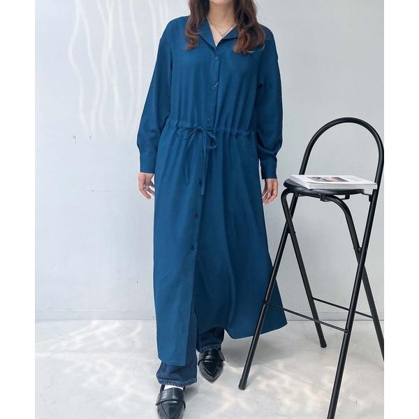 『タイムセール実施中』ZOZO問い合わせ番号:98780986ショップ:AS KNOW AS PLUS，アズノゥアズプラスブランド:AS KNOW AS plus，アズノゥアズプラス商品名:♪ウエストリボン結び 開襟長袖ワンピ―スカテゴリ:...