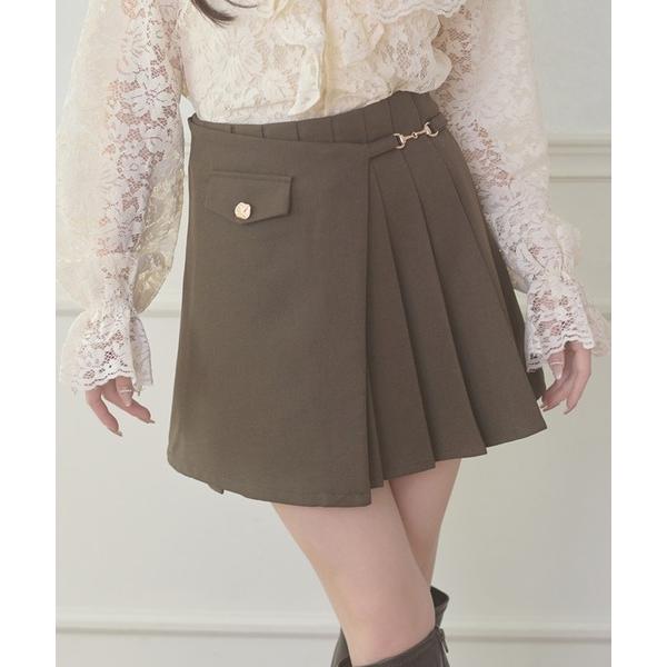 『タイムセール実施中』ZOZO問い合わせ番号:98815725ショップ:Ambre Neige，アンブルネージュブランド:Ambre Neige，アンブルネージュ商品名:gold button pleats mini skirt / ゴール...
