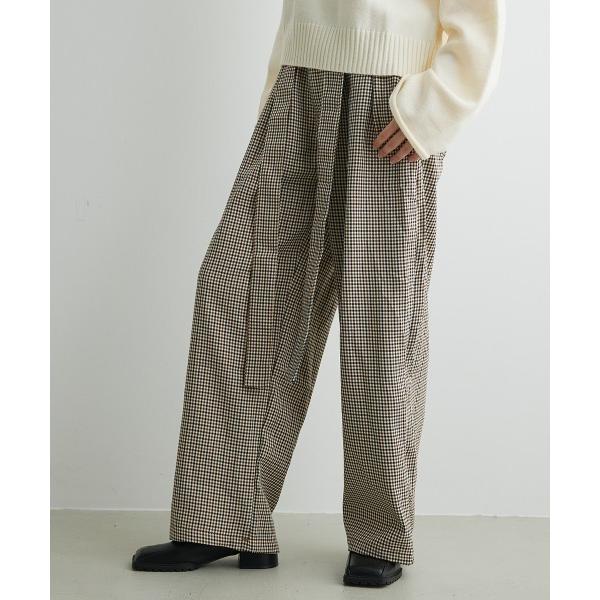 『タイムセール実施中』ZOZO問い合わせ番号:98877626ショップ:Ada.，エイダブランド:Mirette，ミレット商品名:ベルトディテールチェックワイドパンツ Belt Detail Check Wide Pantsカテゴリ:パンツ...