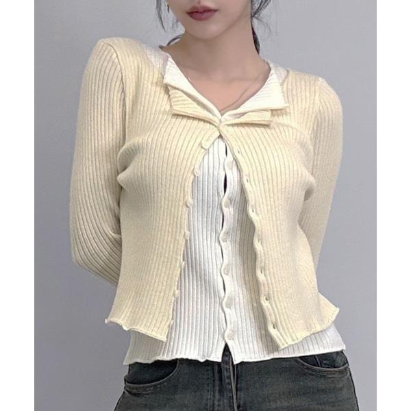 ZOZO問い合わせ番号:98909238ショップ:FOLLOWIN，フォロウィンブランド:FOLLOWIN，フォロウィン商品名:3color/レイヤード風配色リブカーディガンカテゴリ:トップス>カーディガン/ボレロブランド品番:F25...