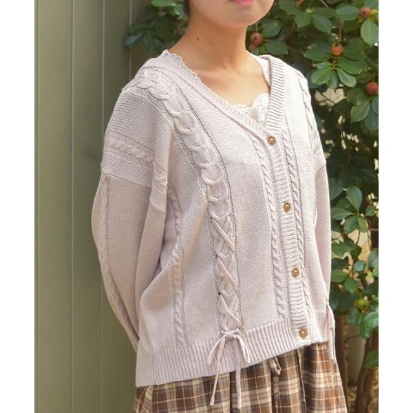 『セール実施中』ZOZO問い合わせ番号:98943359ショップ:axes femme，アクシーズファムブランド:axes femme，アクシーズファム商品名:編み上げケーブルニットカーディガンカテゴリ:トップス>カーディガン/ボレロ...